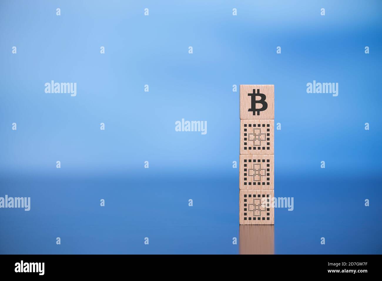 Concept of blockchain technology with icons on wooden cubes Stock Photo ...
