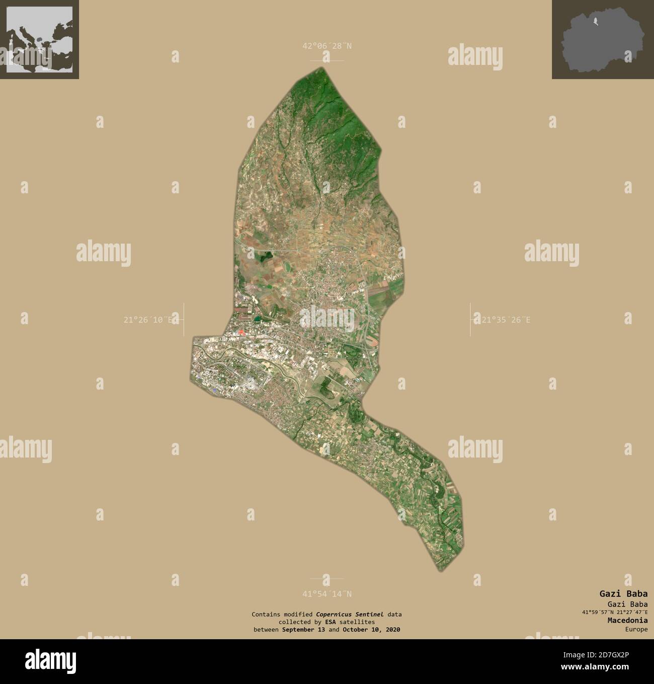 Gazi Baba, municipality of Macedonia. Sentinel-2 satellite imagery ...