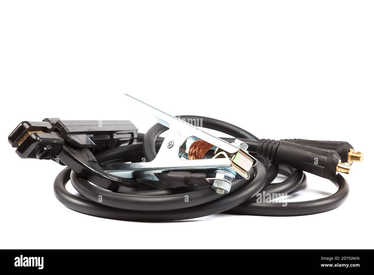 Welding machine wires isolated on white background Stock Photo - Alamy