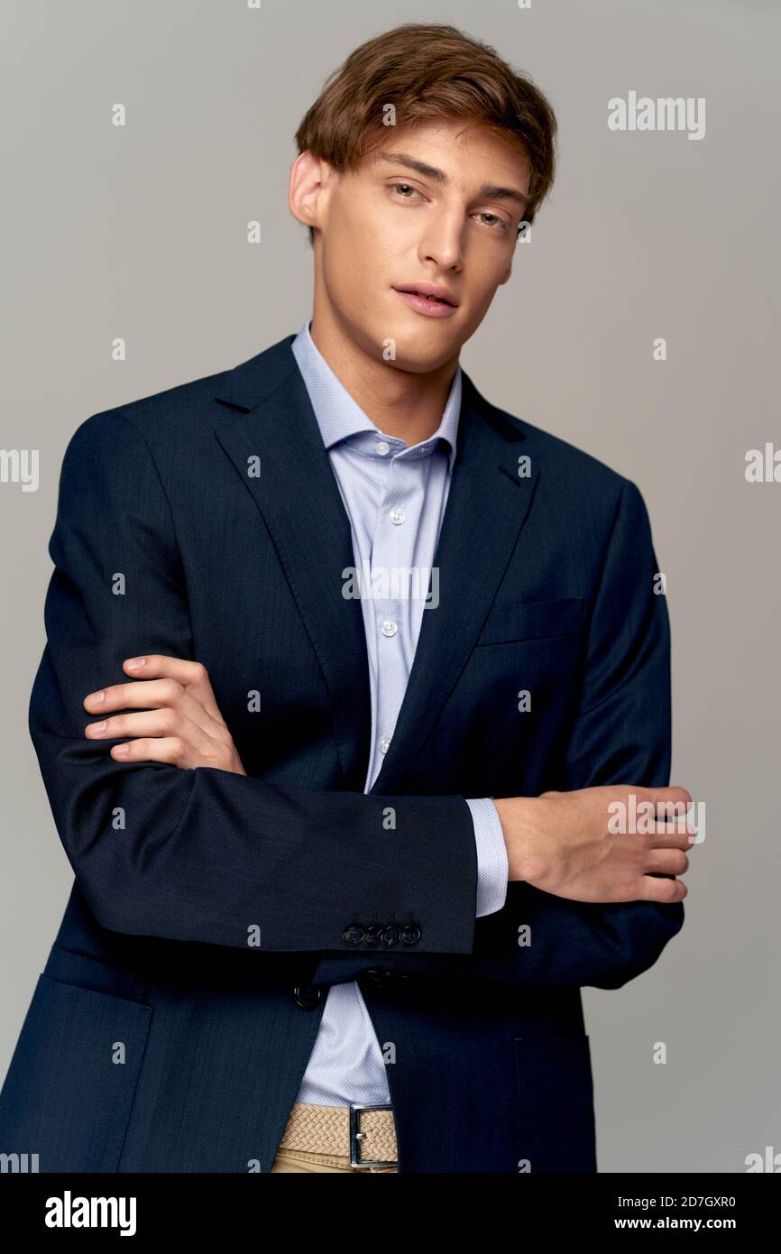 Man in suit self-confidence manager finance Stock Photo - Alamy