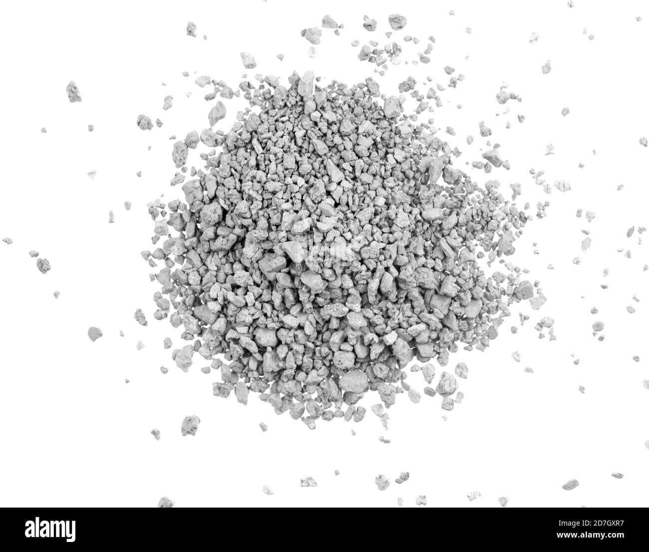 Gray small rocks ground texture isolated white background. black small ...