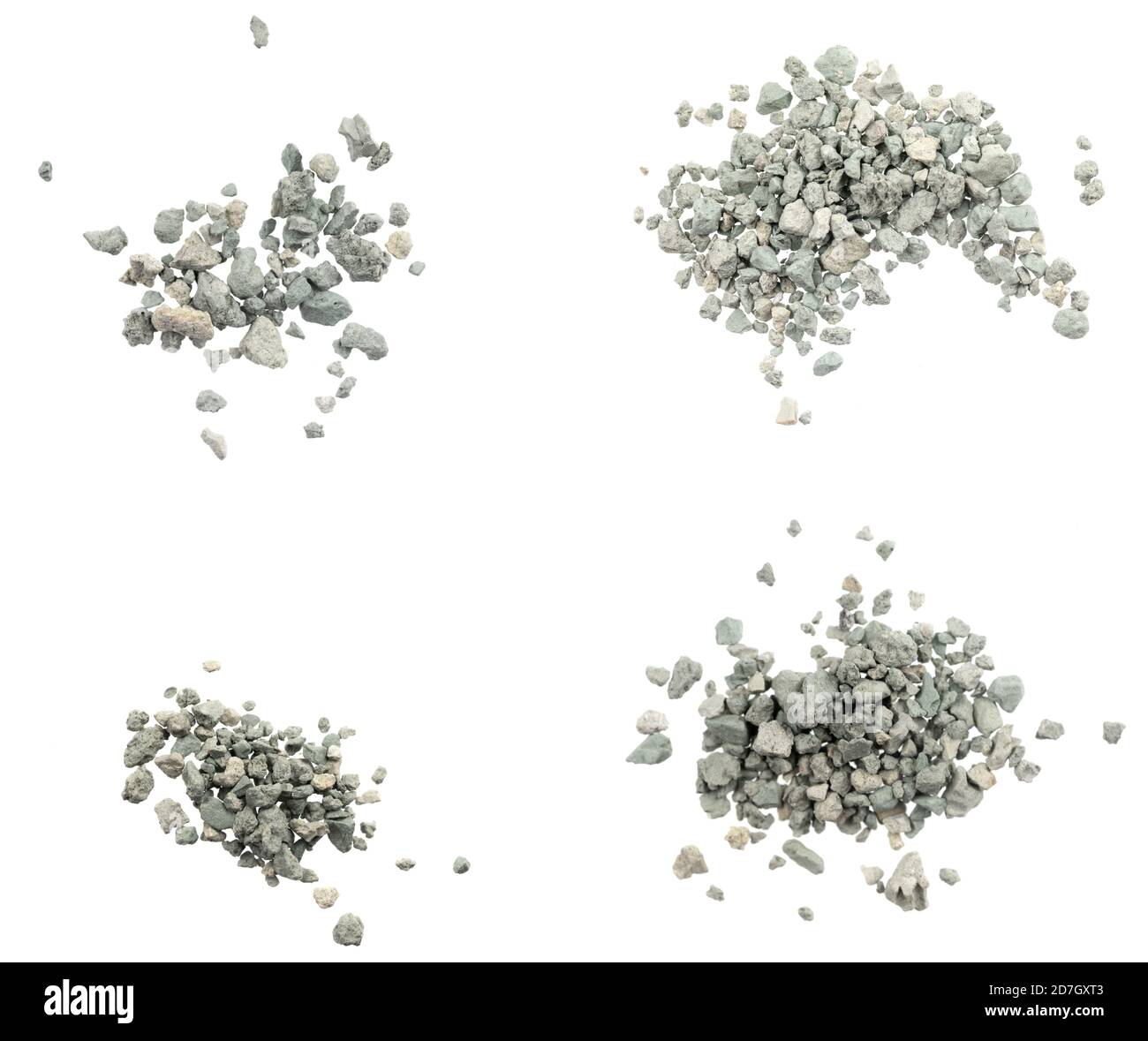 Gray small rocks ground texture isolated white background. black small ...