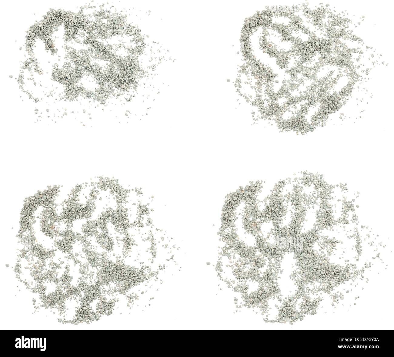 Gray small rocks ground texture isolated white background. black small ...