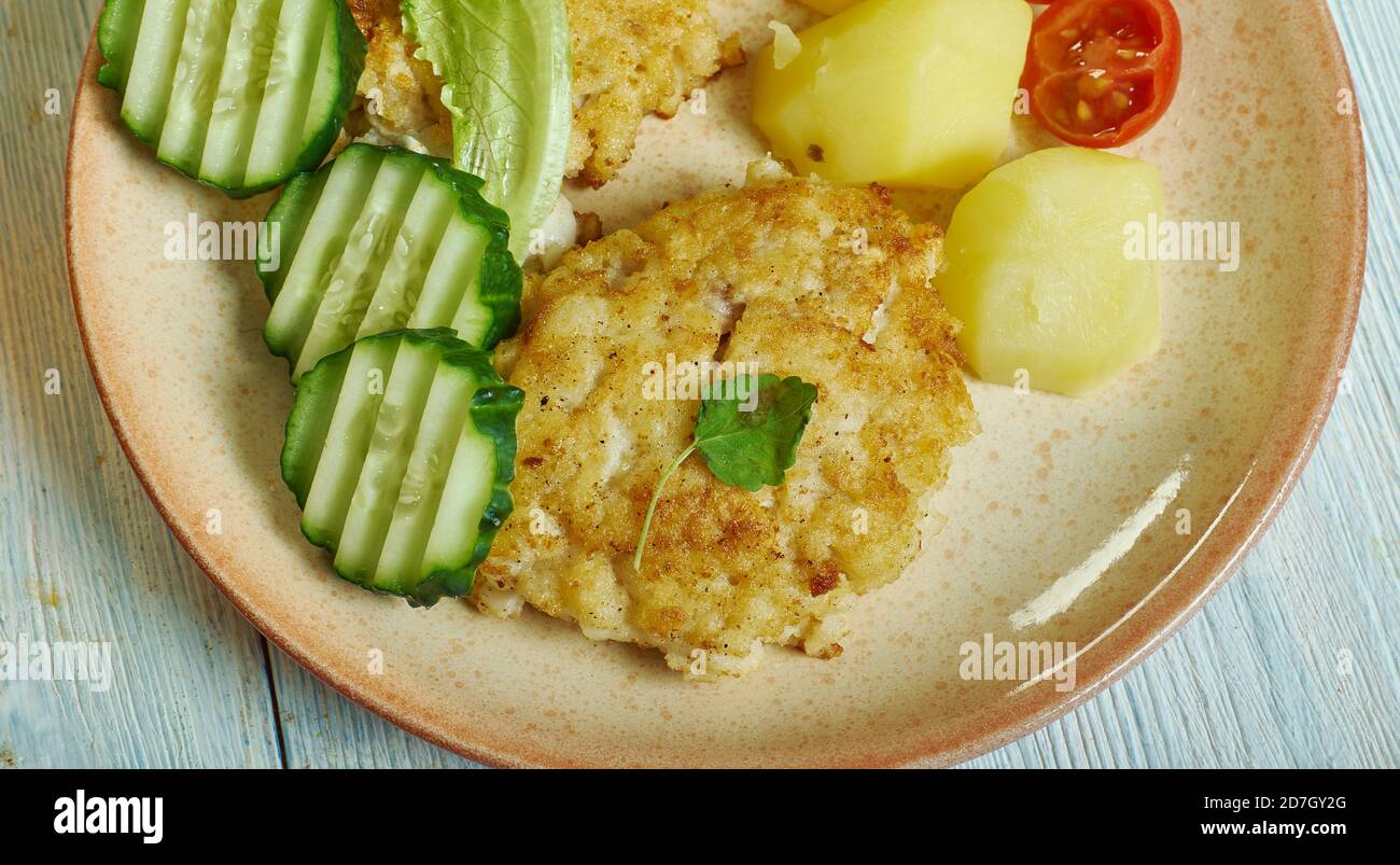 Danish Fiskefrikadeller, fishcake - culinary dish consisting of ...