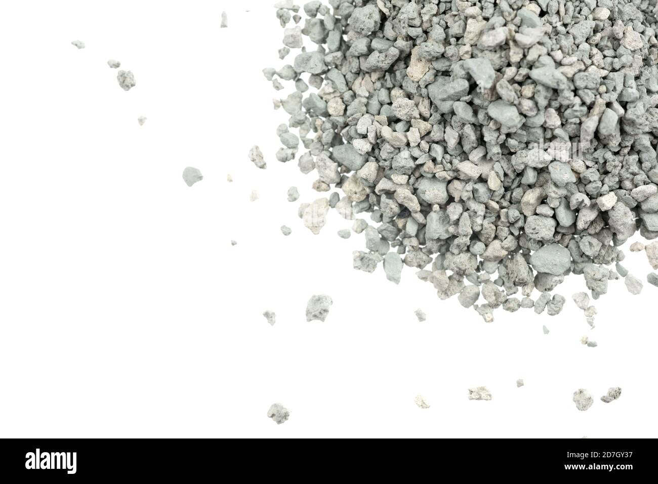 Gray small rocks ground texture isolated white background. black small ...