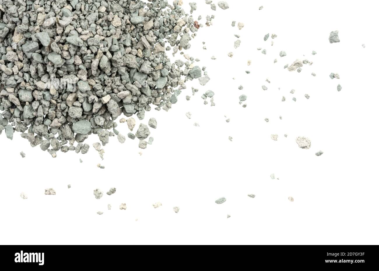 Gray small rocks ground texture isolated white background. black small ...