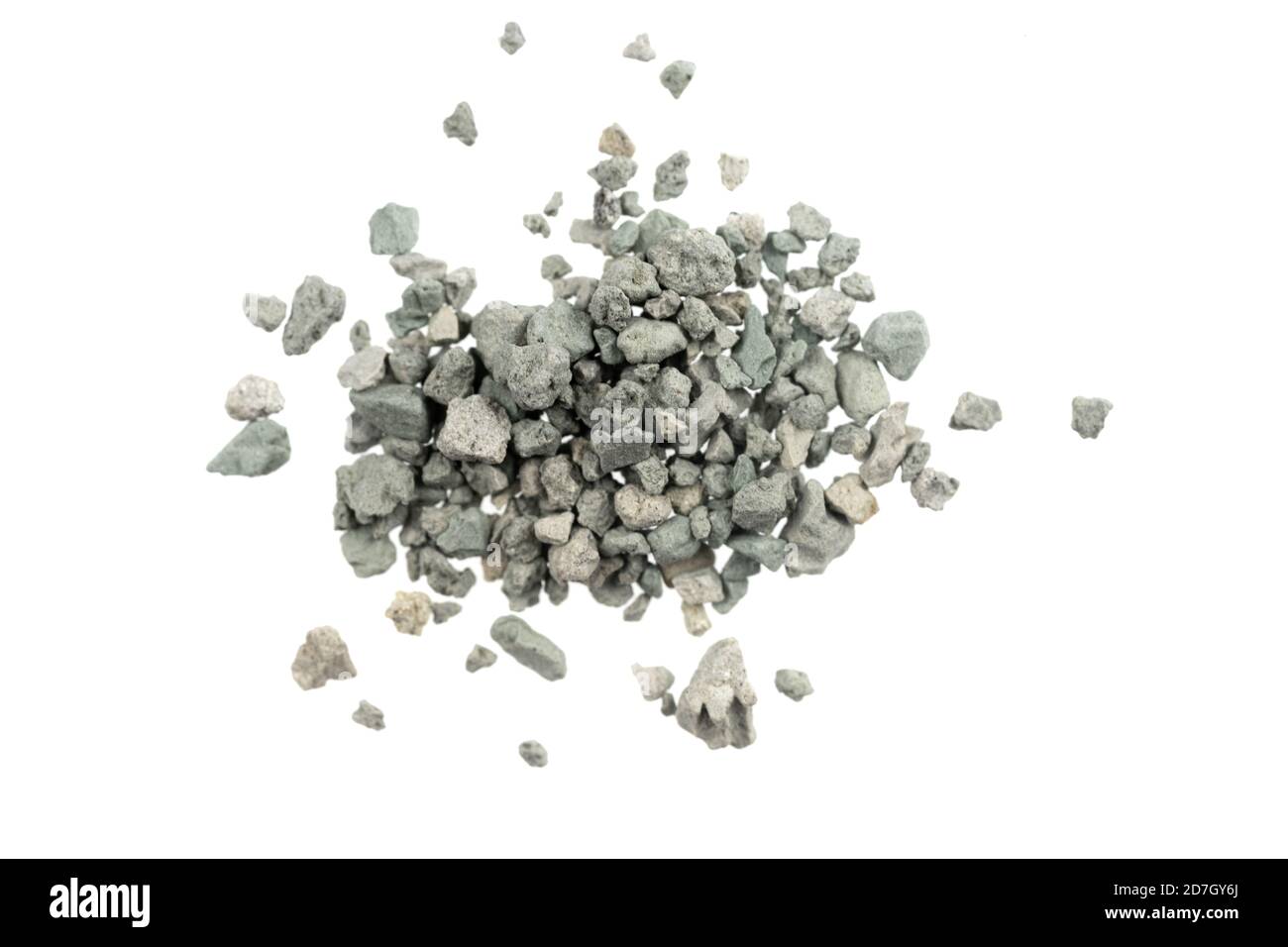 Gray small rocks ground texture isolated white background. black small ...