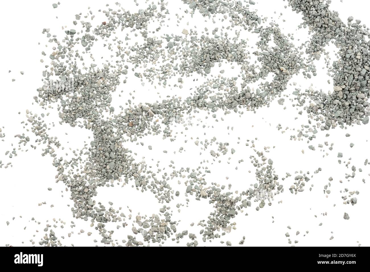 Gray small rocks ground texture isolated white background. black small ...