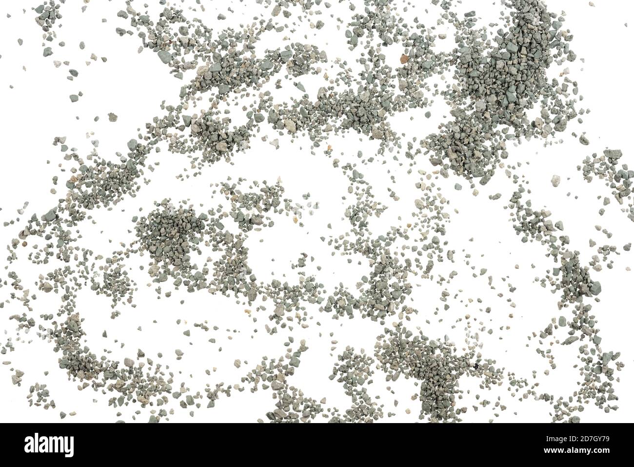 Gray small rocks ground texture isolated white background. black small ...