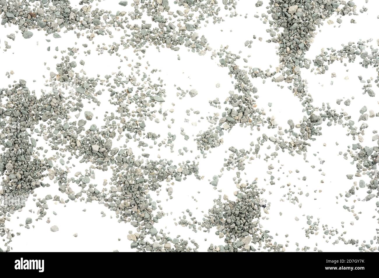 Gray small rocks ground texture isolated white background. black small ...