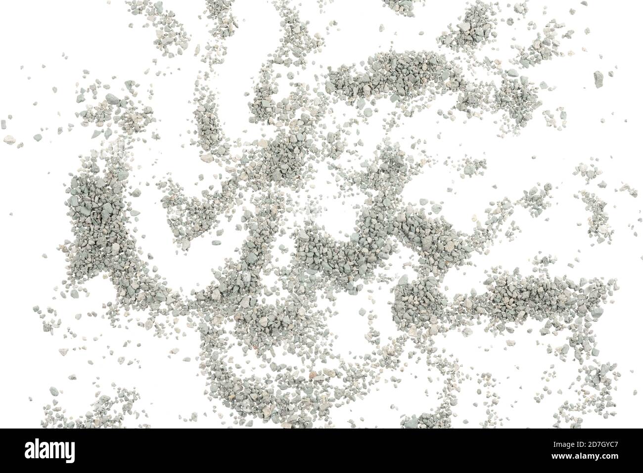 Gray small rocks ground texture isolated white background. black small ...