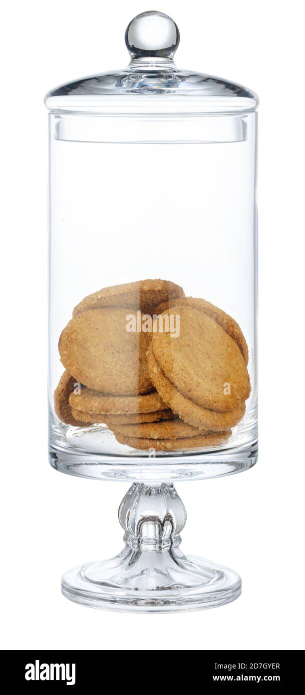 Glass storage jar for cookies isolated on white Stock Photo - Alamy