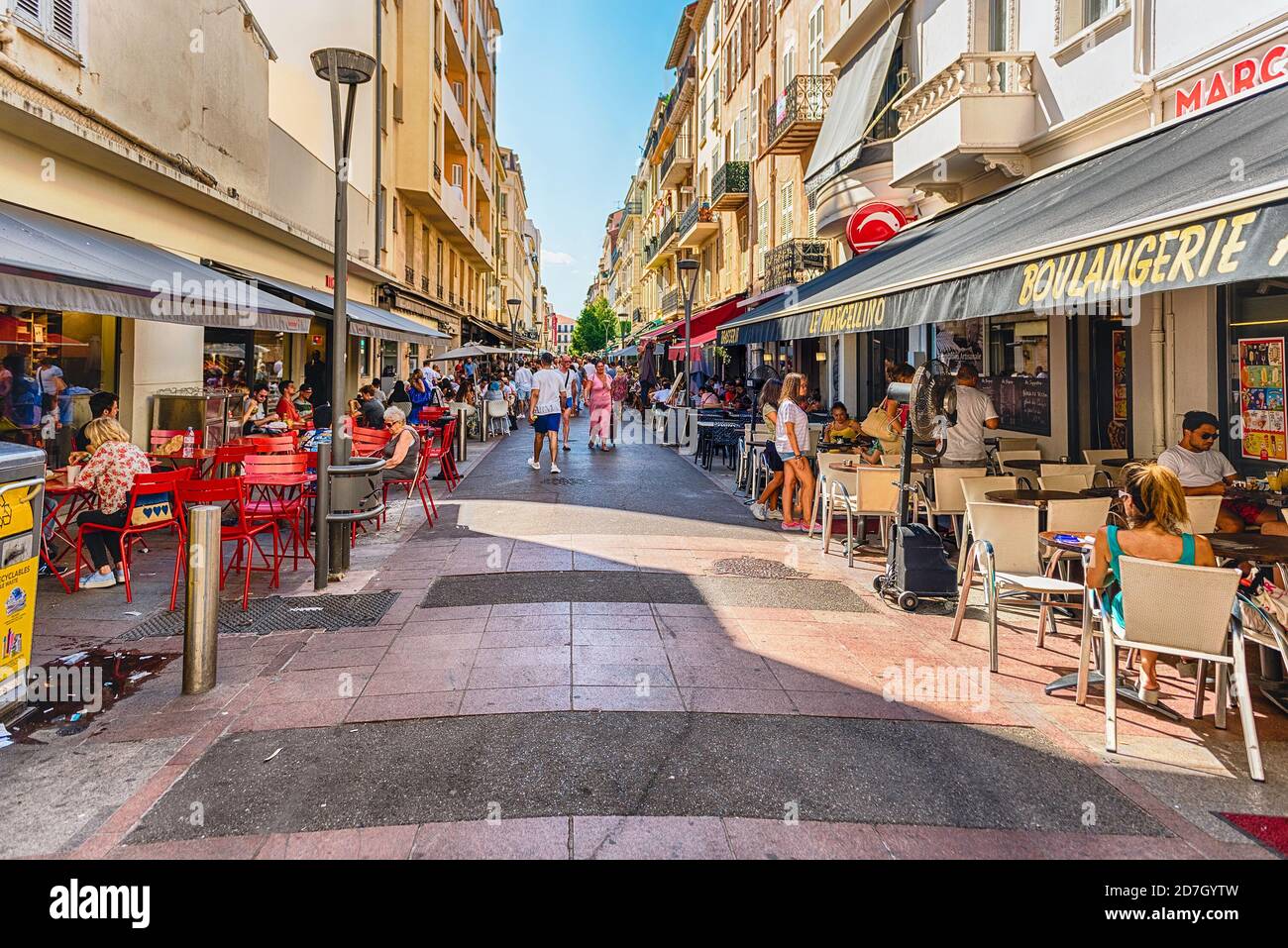 CANNES, FRANCE - AUGUST 15: Walking in the city centre of Cannes, Cote ...
