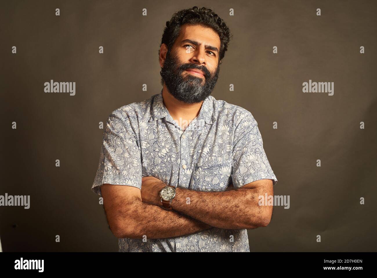 Young man explaining arms hi-res stock photography and images - Alamy