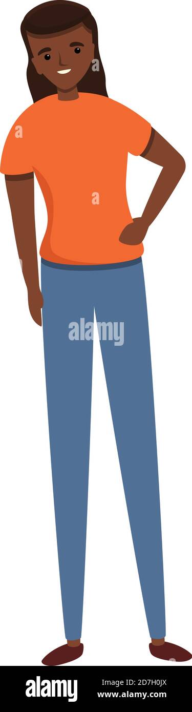 African student girl icon. Cartoon of african student girl vector icon ...