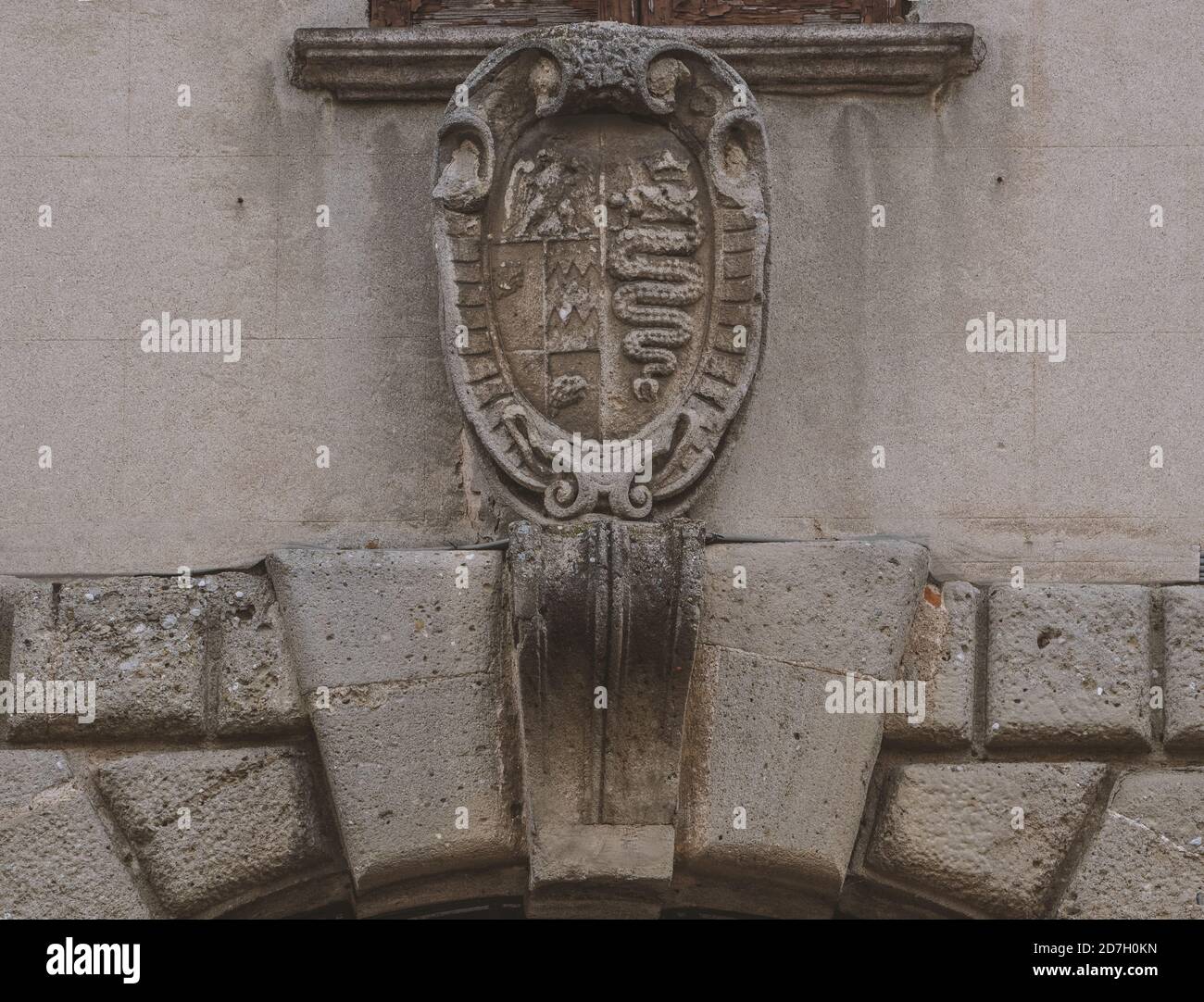 medieval shield with the snake symbol of Milan carved on the entrance ...