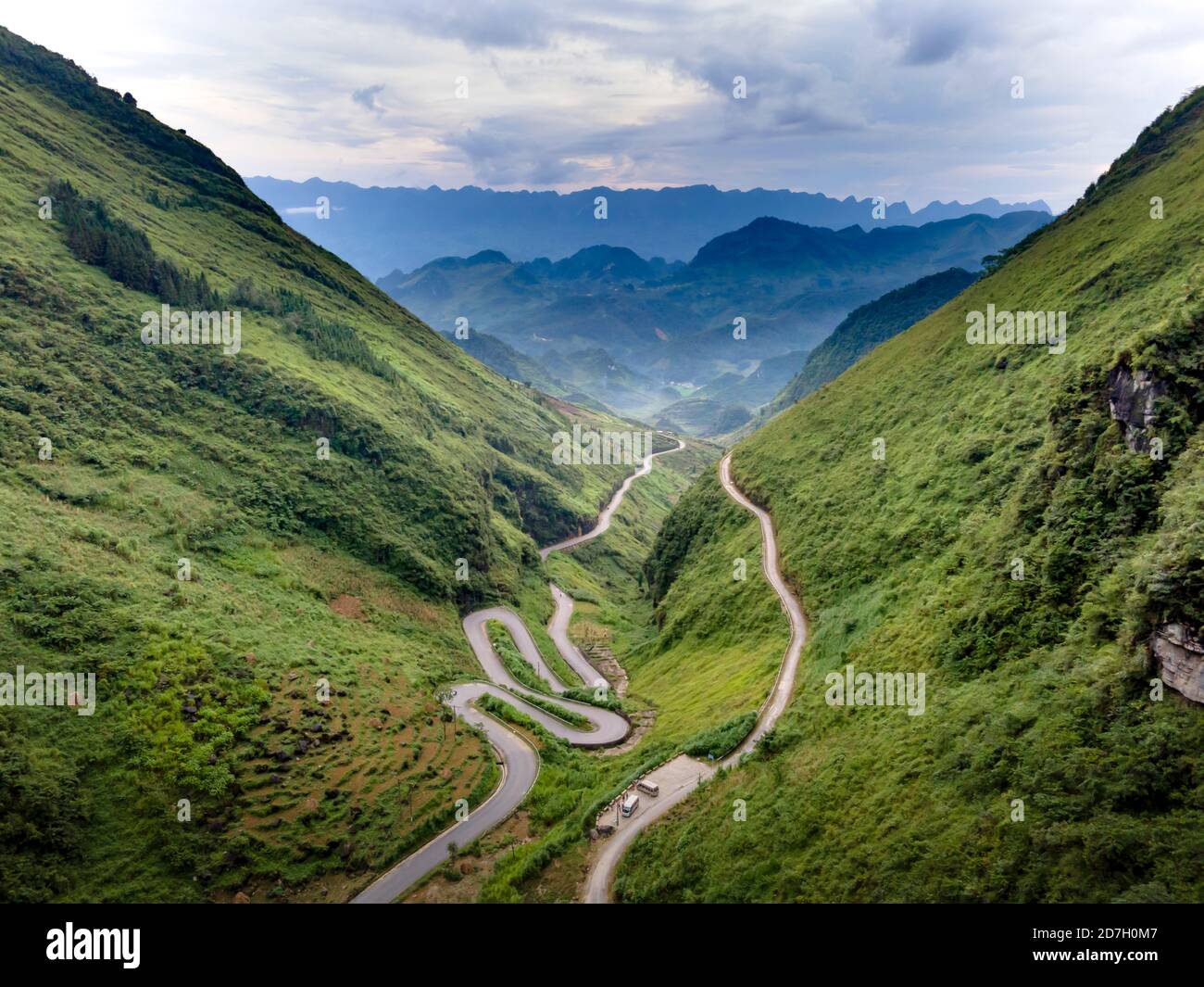 Tham Ma mountain pass in Ha Giang province, north of Vietnam. A famous ...