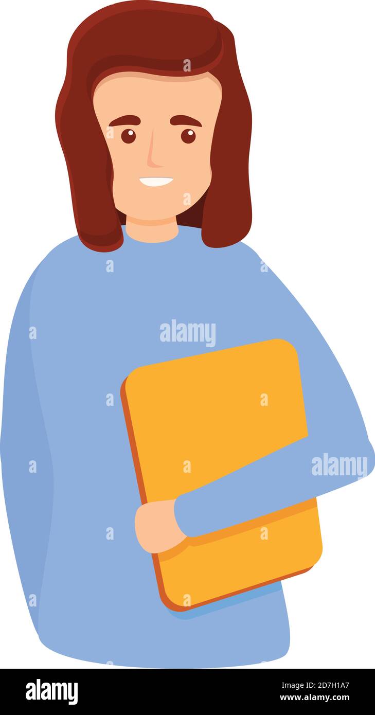 Girl with folder icon. Cartoon of girl with folder vector icon for web ...