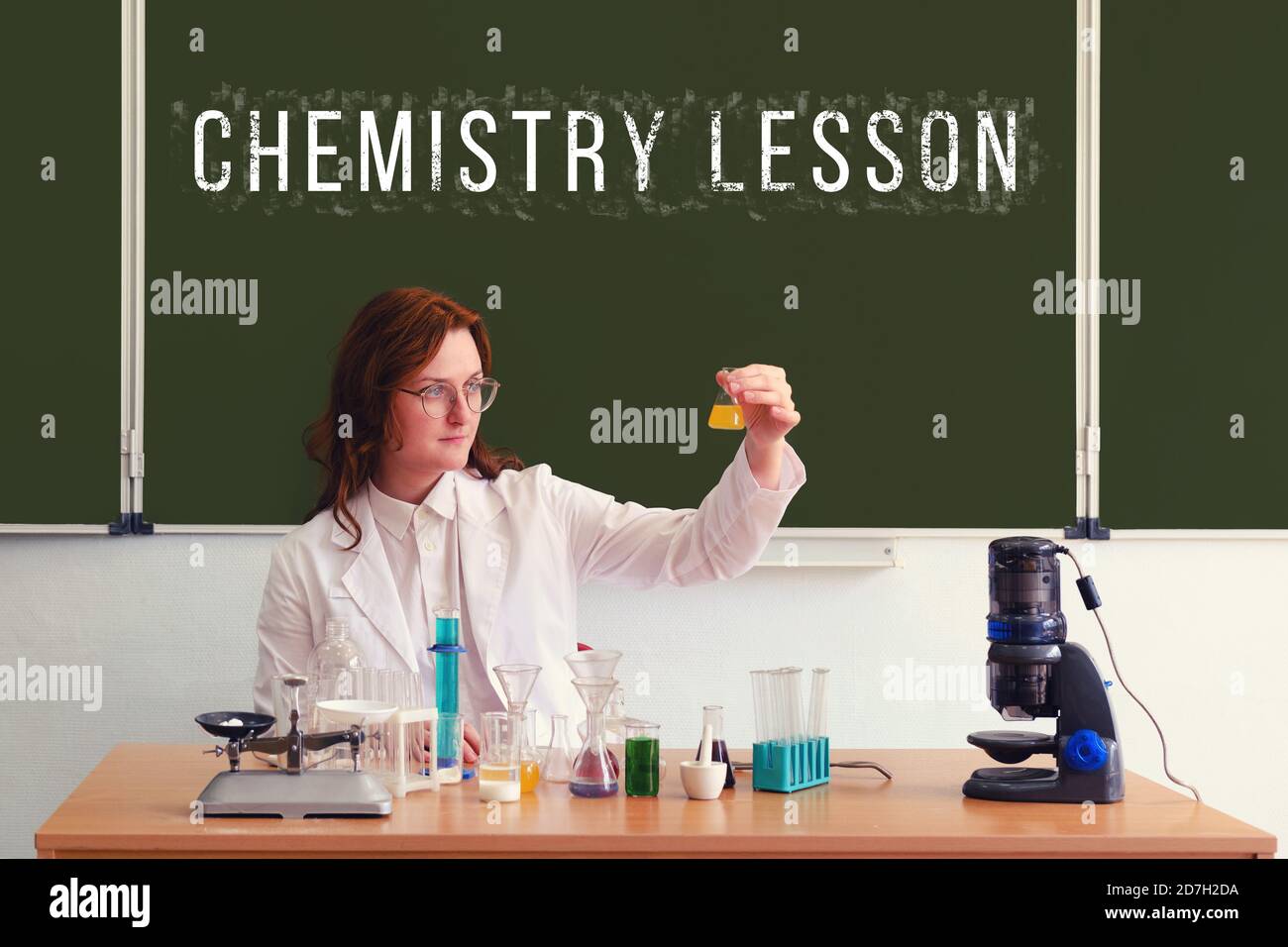 Female physics teacher with experiment hi-res stock photography and ...