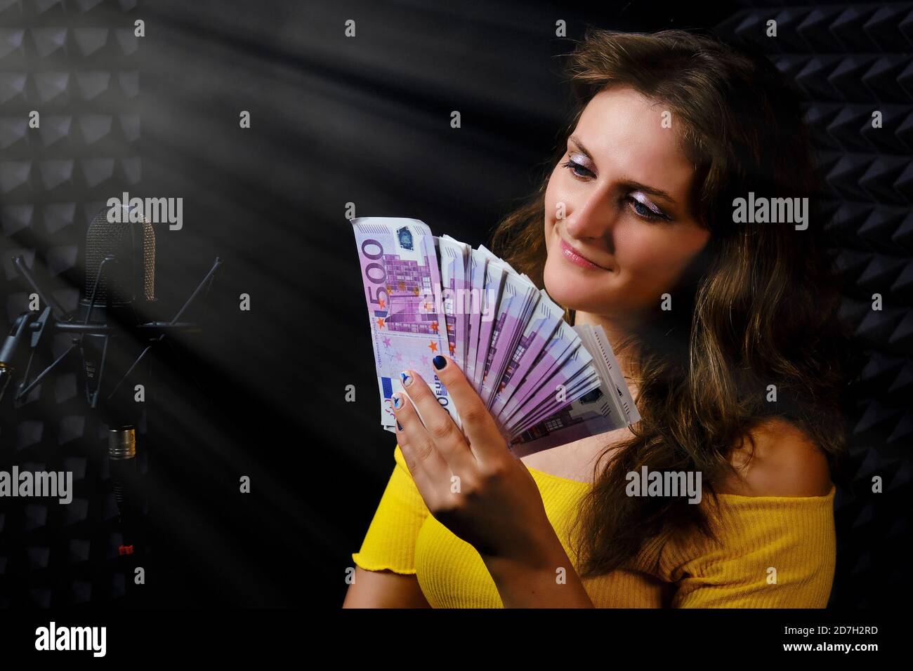 The fee of professional singers and musicians, black background. The ...