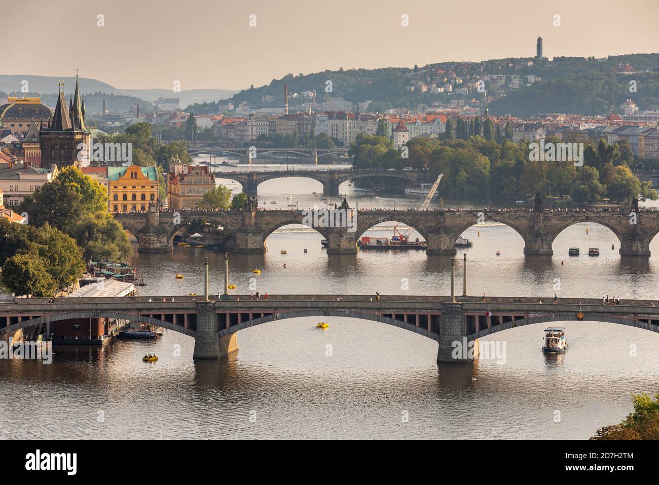 Prague skyline bridges panorama, Czech Republic Stock Photo - Alamy