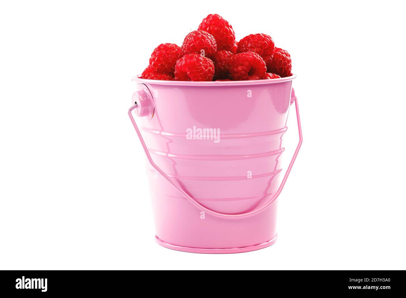 Fresh raspberries in a bucket isolated on a white background Stock ...