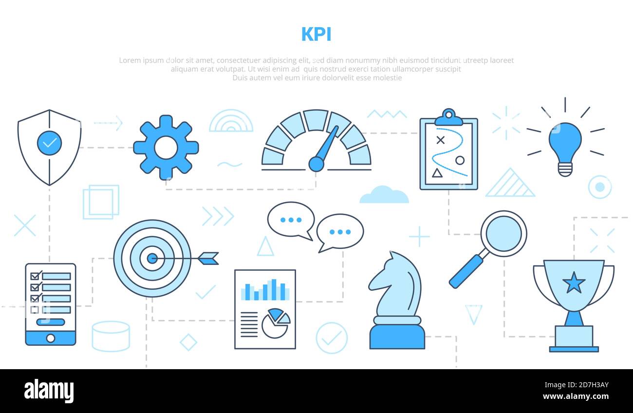 kpi key performance indicator concept with icon line style set template ...