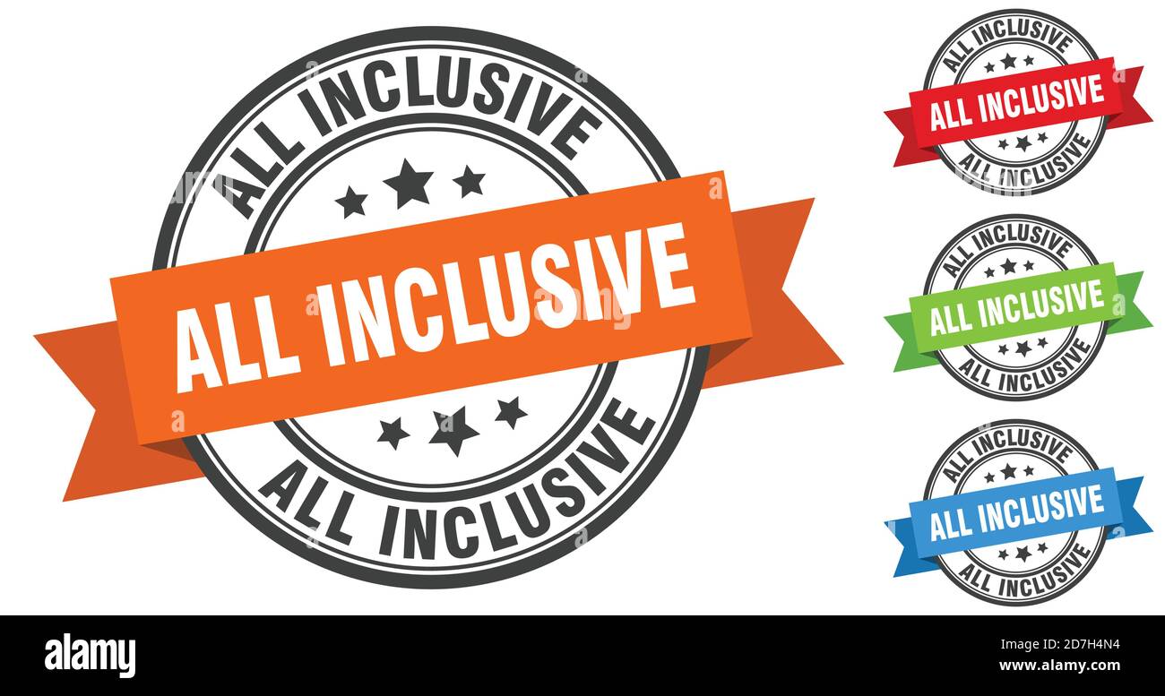 all inclusive stamp. round band sign set. ribbon label Stock Vector ...