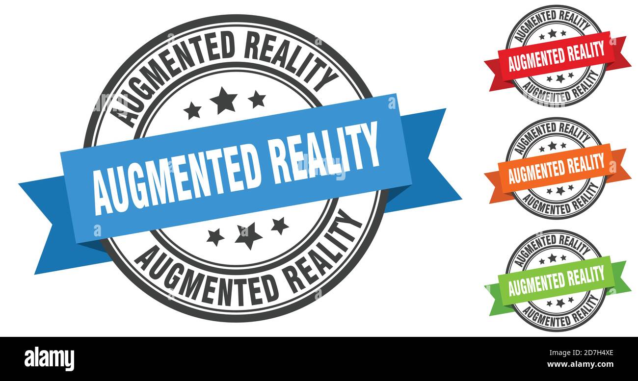 augmented reality stamp. round band sign set. ribbon label Stock Vector ...