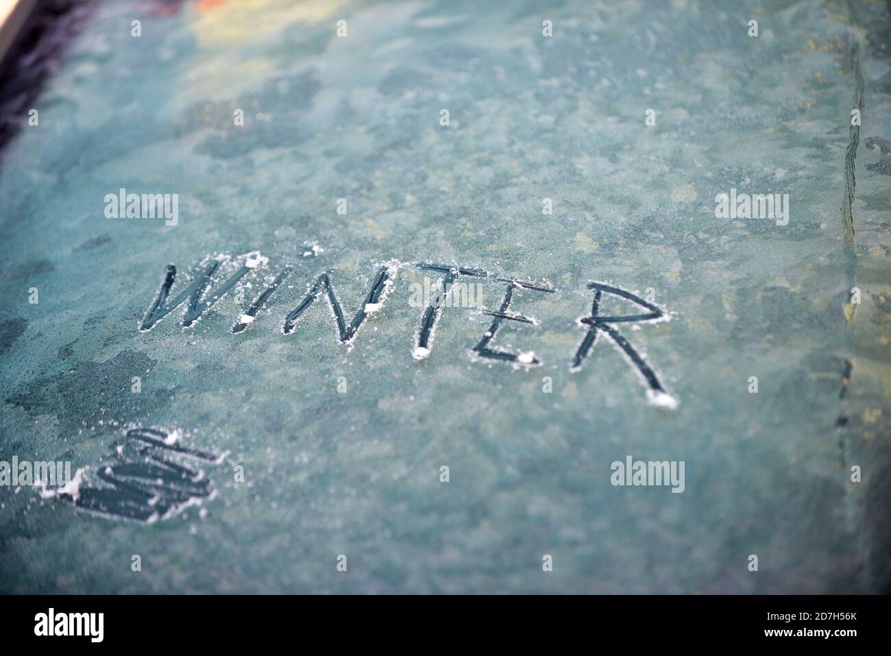 Frost written into frozen windscreen hi-res stock photography and ...