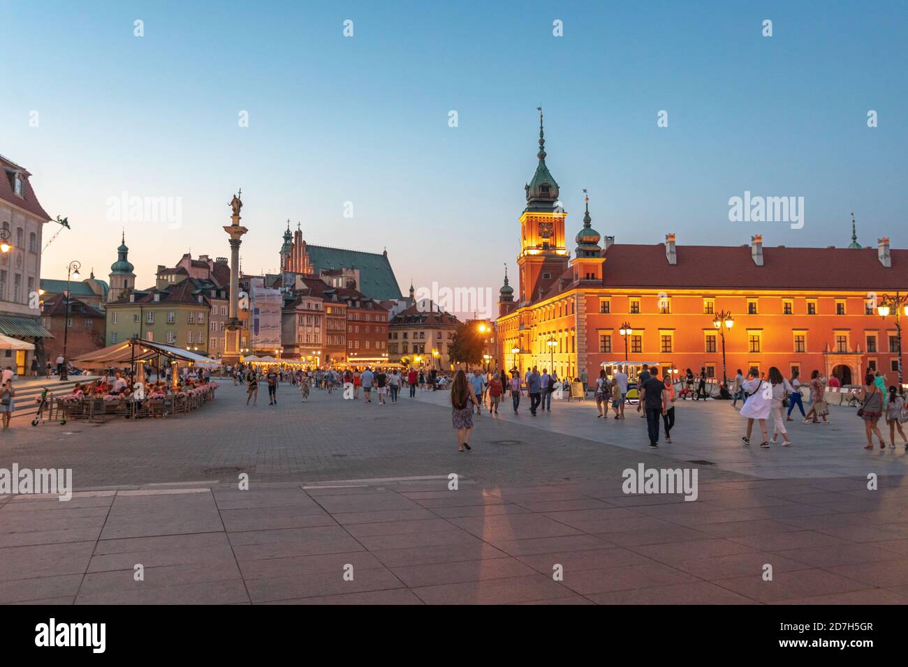 Downtown Warsaw at night Stock Photo - Alamy