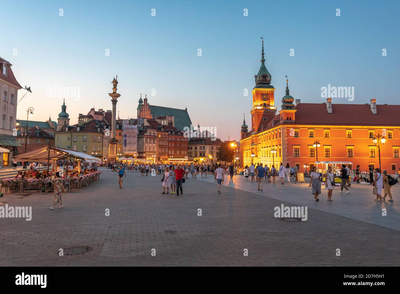 Downtown Warsaw at night Stock Photo - Alamy