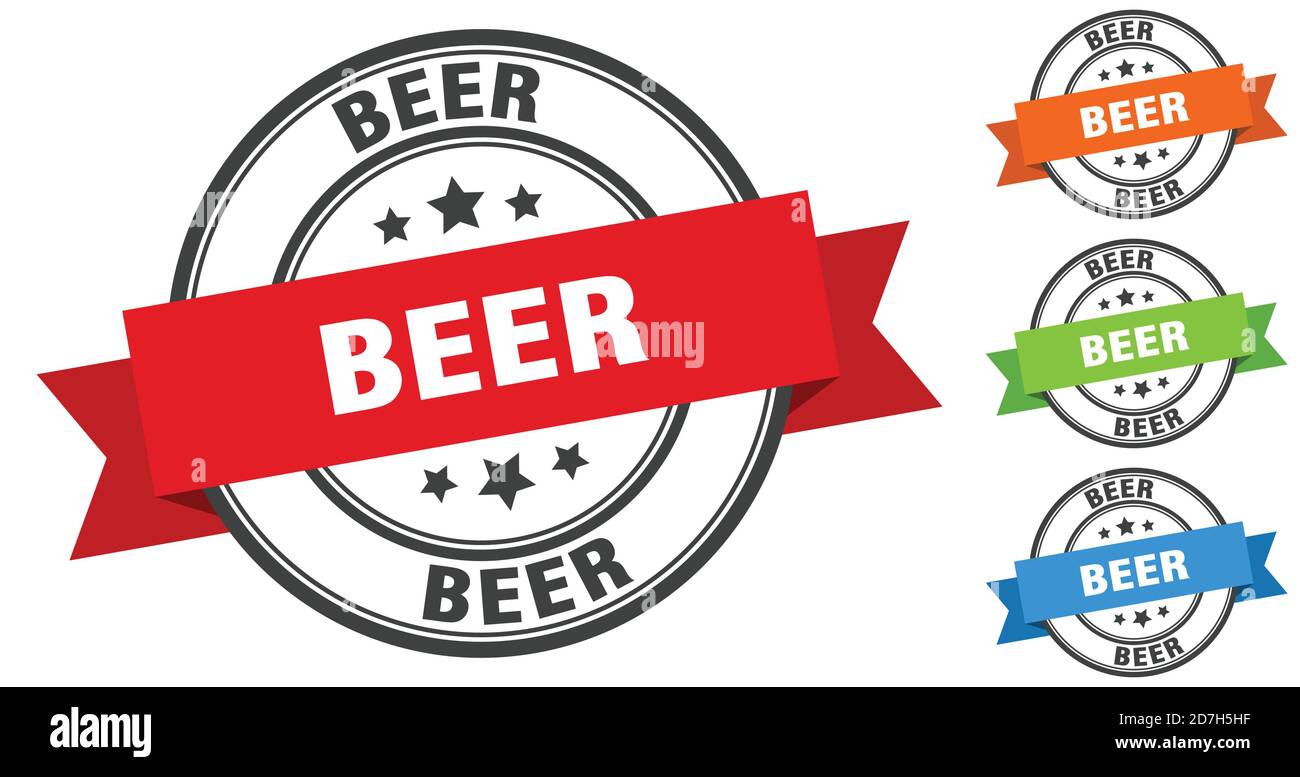 beer stamp. round band sign set. ribbon label Stock Vector Image & Art ...