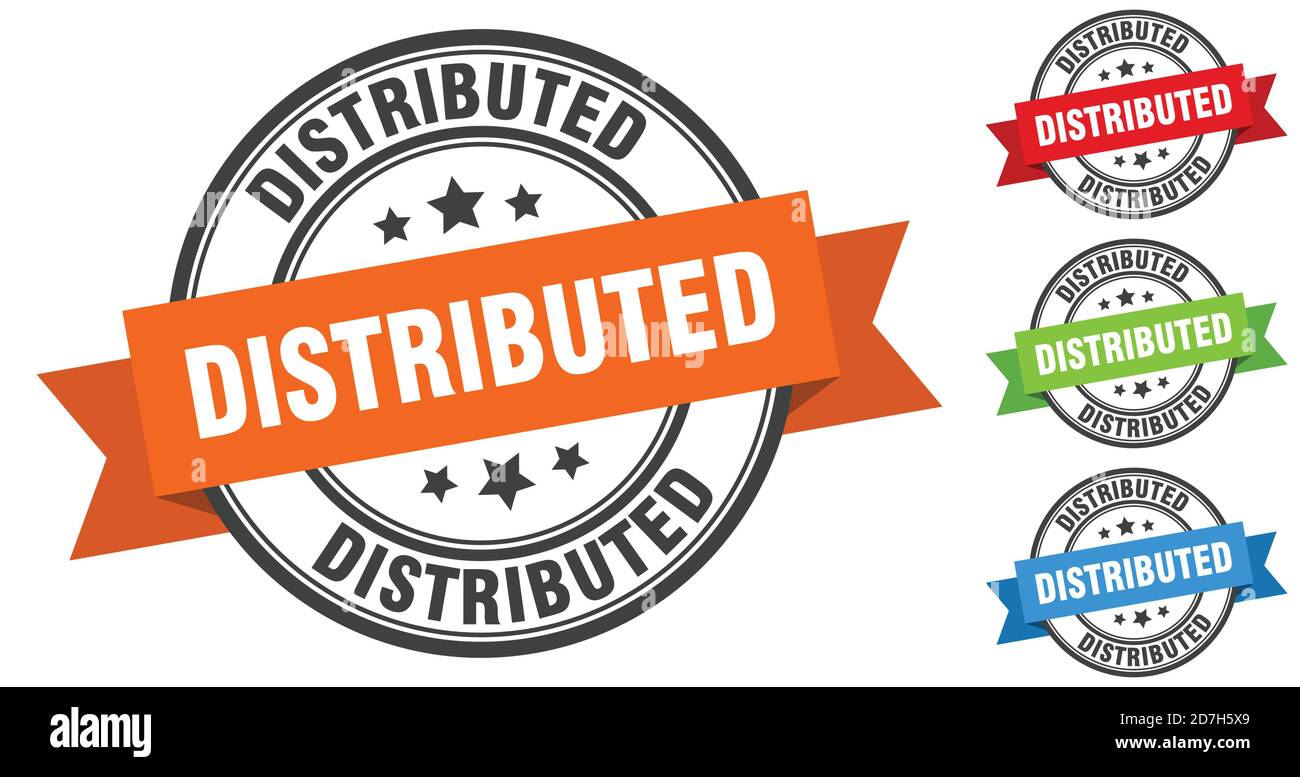 distributed stamp. round band sign set. ribbon label Stock Vector Image ...