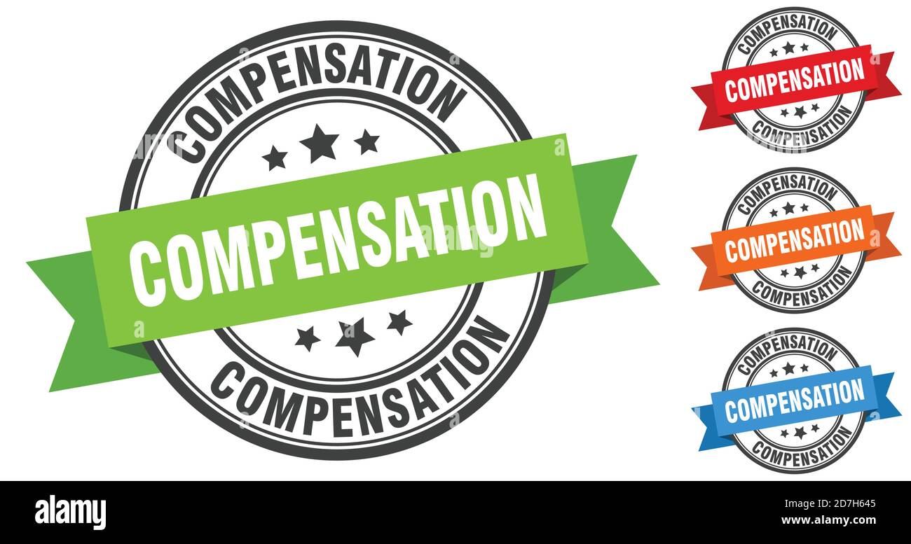 compensation stamp. round band sign set. ribbon label Stock Vector ...