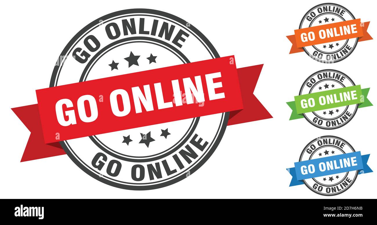 go online stamp. round band sign set. ribbon label Stock Vector Image ...