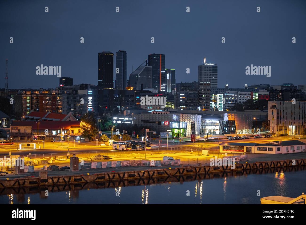 Tallinn skyline panorama at night, Estonia Stock Photo - Alamy
