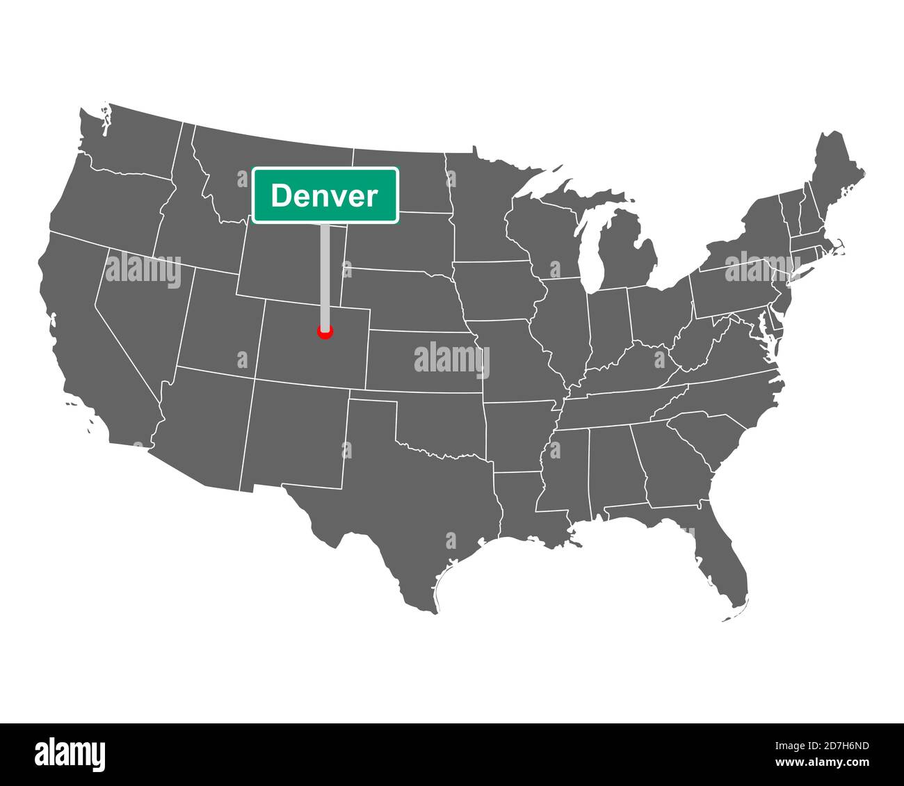 Denver city limit sign and map of USA Stock Photo - Alamy