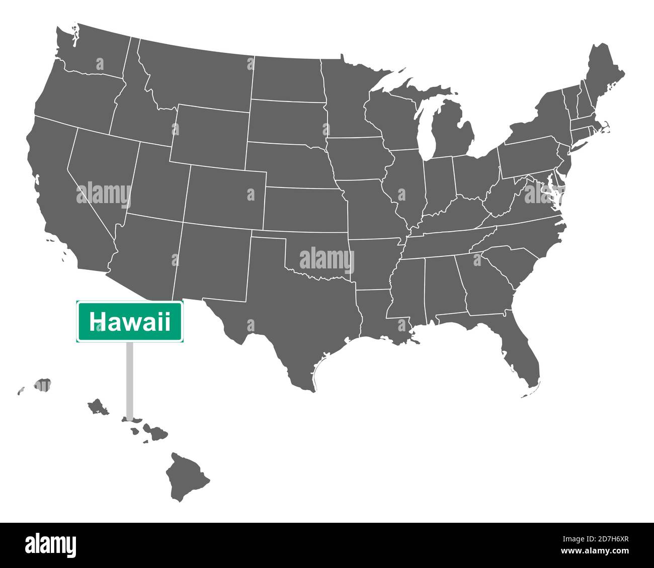 Hawaii state limit sign and map of USA Stock Photo - Alamy