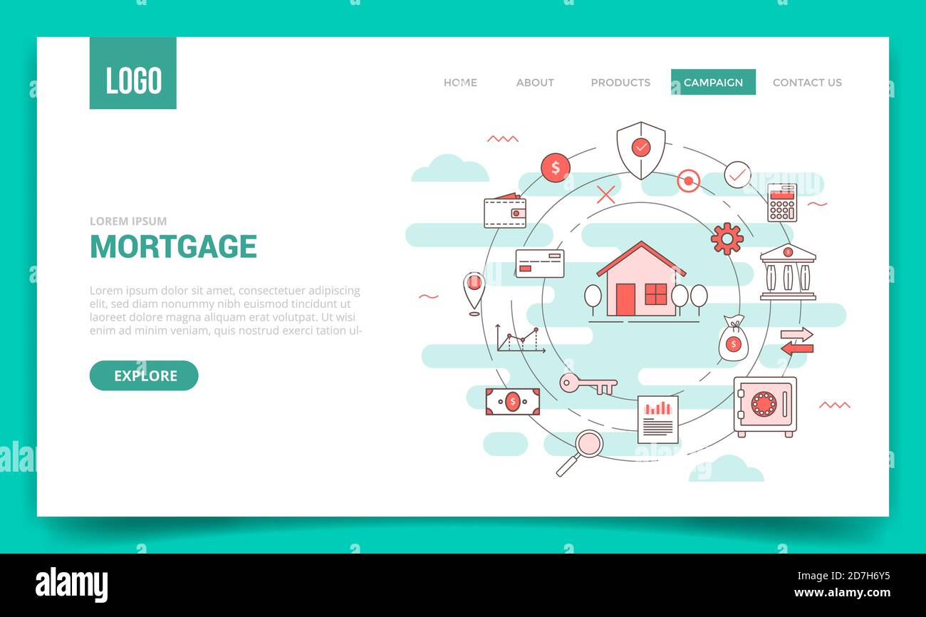 mortgage home housing industry concept with circle icon for website ...