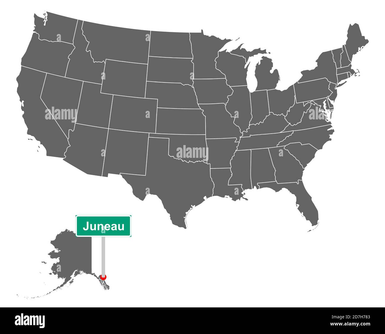 Juneau city limit sign and map of USA Stock Photo - Alamy