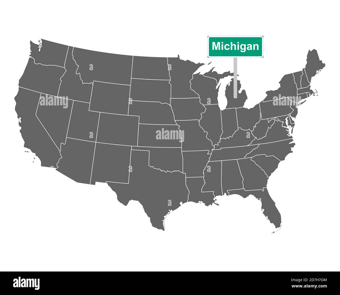 Michigan state limit sign and map of USA Stock Photo - Alamy