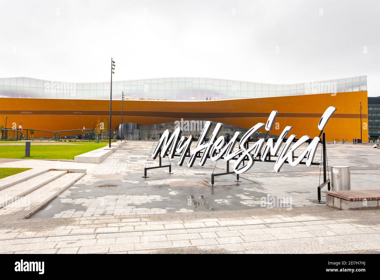"My Helsinki" sign wiht big letters in front of the Central library ...