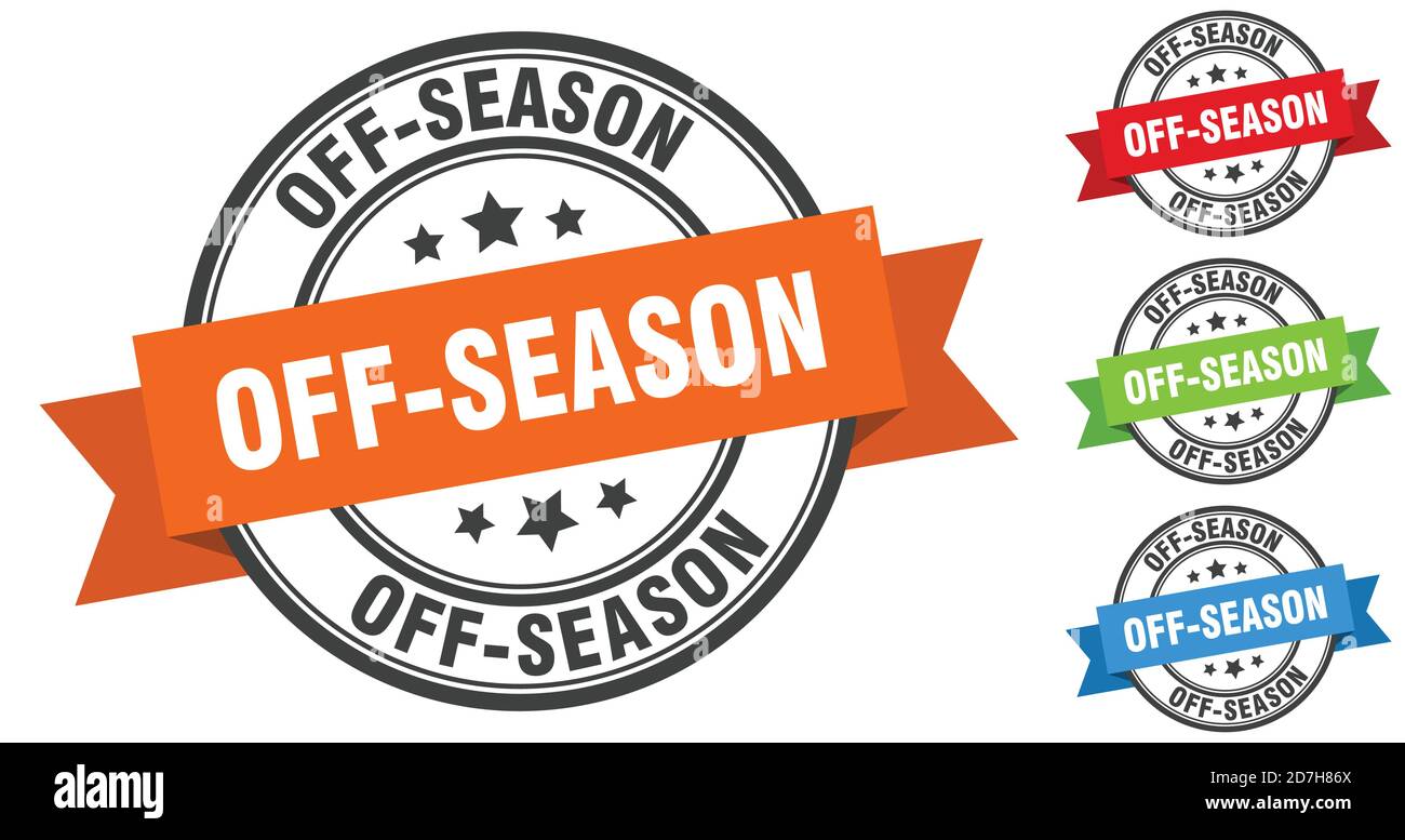 off-season stamp. round band sign set. ribbon label Stock Vector Image ...