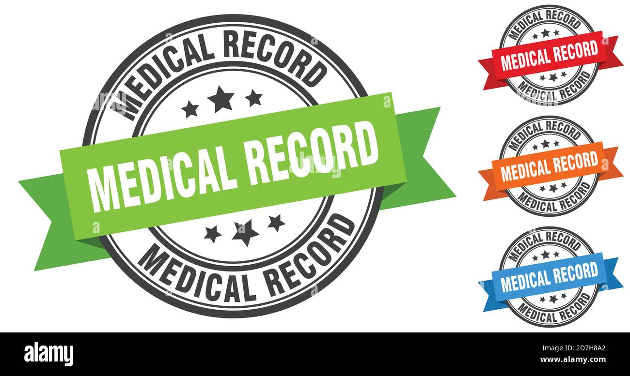 medical record stamp. round band sign set. ribbon label Stock Vector ...