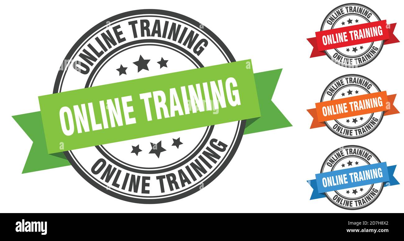 online training stamp. round band sign set. ribbon label Stock Vector ...