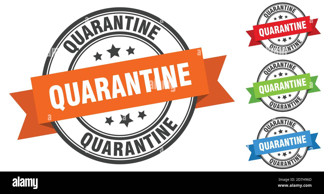 Quarantine ribbon label sign Stock Vector Images - Alamy