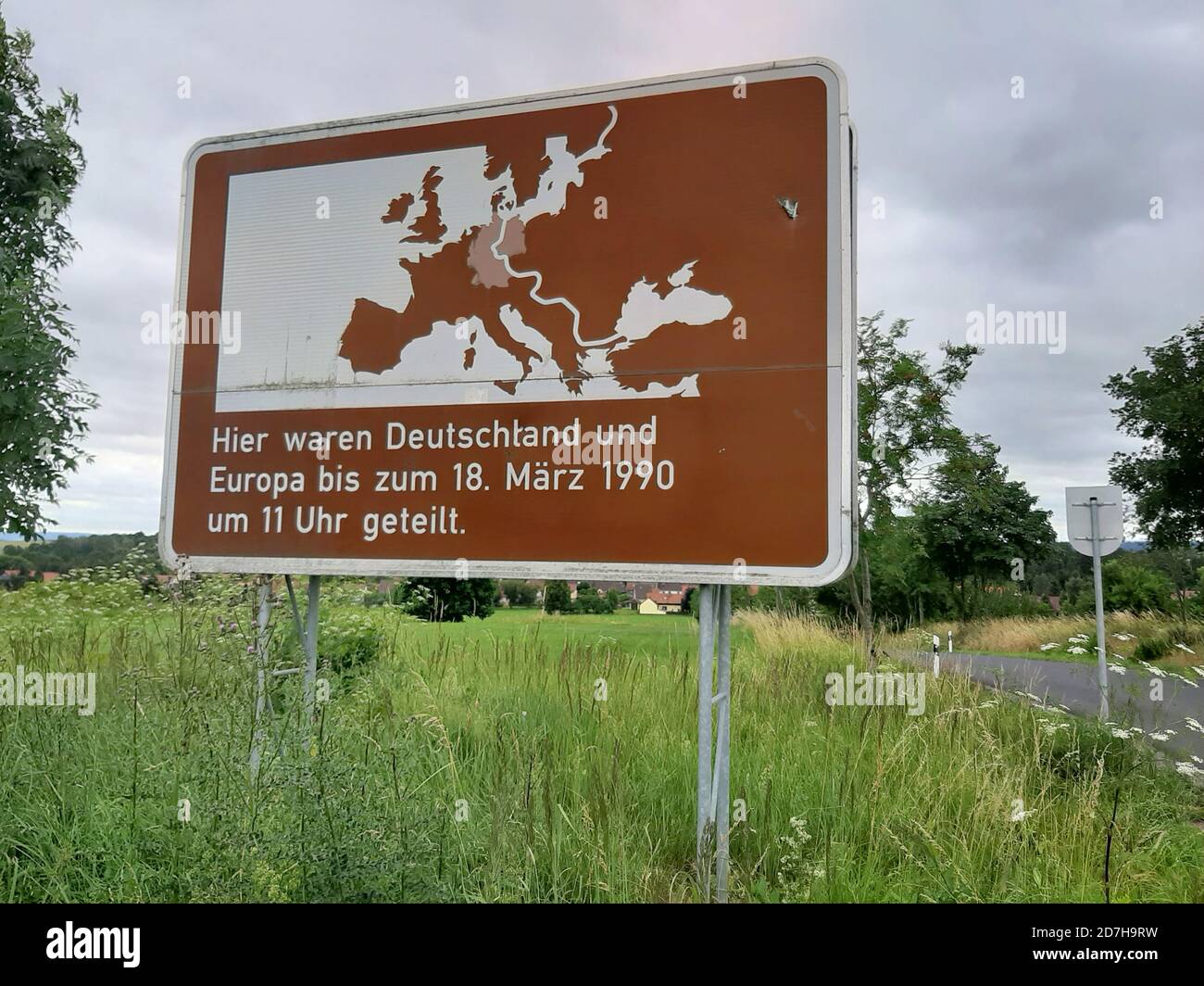 info sign at the former german-german border between Hesse and ...