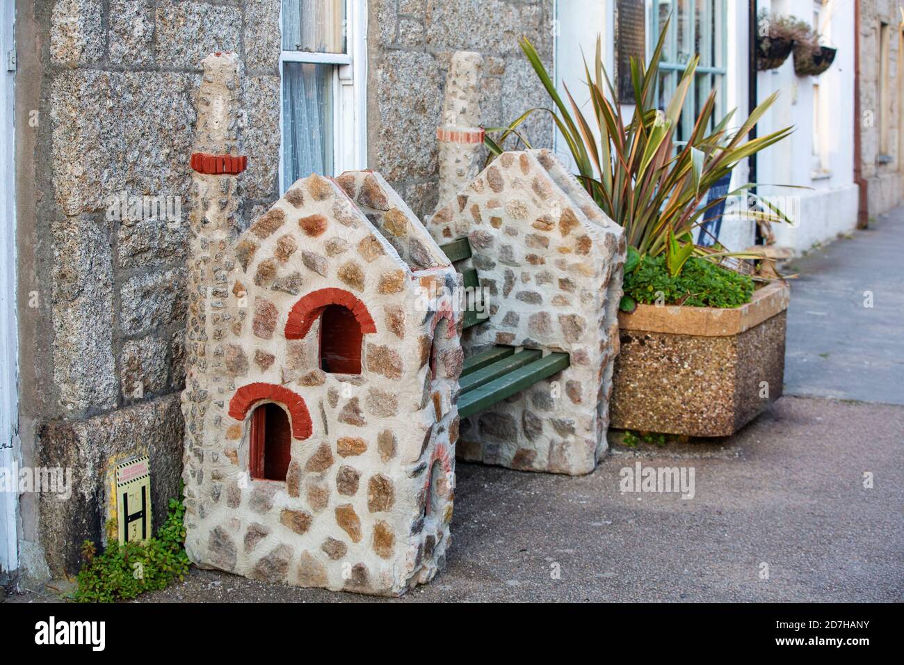 A bench made to look like an old Cornish tin mine to reflect the areas ...