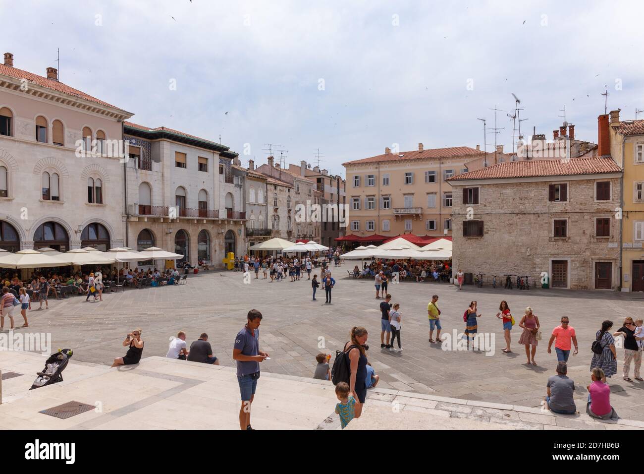 Forum square, view from the Temple of Augustus, Pula, Croatia Stock ...